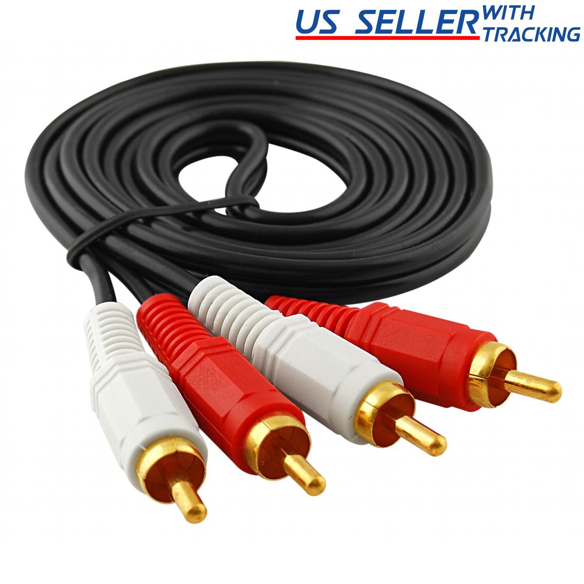 2 RCA Male to Male Cable 5ft 10ft 12ft 25ft 50ft Audio Stereo 2RCA DVD ...