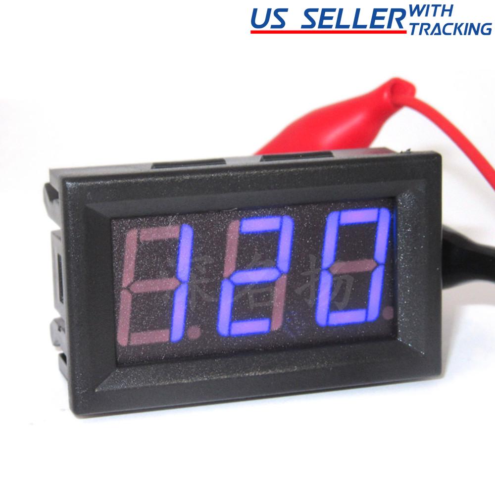 DC 5-120V 2-Wire Voltmeter 3-Digit LED Display Panel Volt Meter Voltage ...