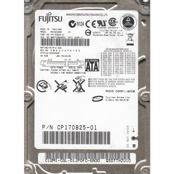 Fujitsu MHV2040BH 40GB 2.5" SATA I Notebook Hard Drive - $13.35 ...