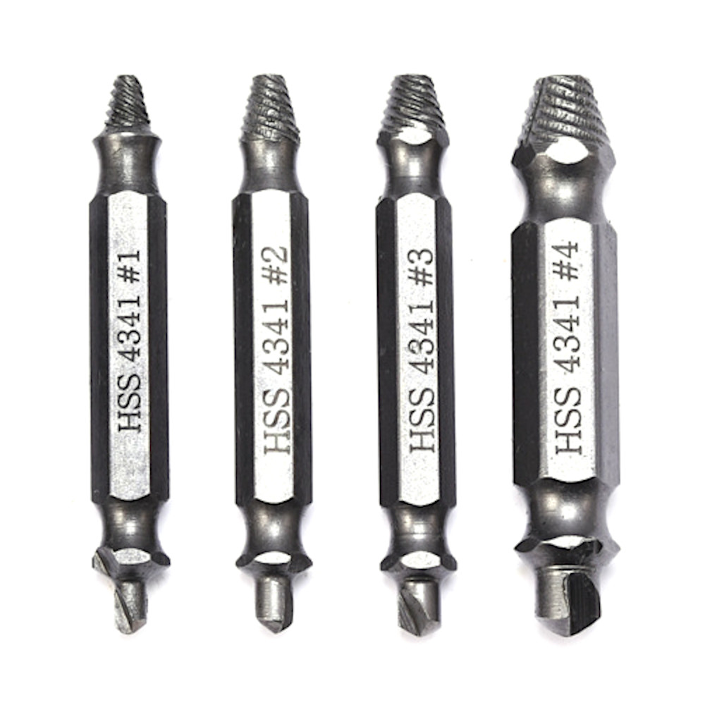 Screw Extractor Drill Bits 4pc Tool Set Broken Stripped Damaged Bolt ...